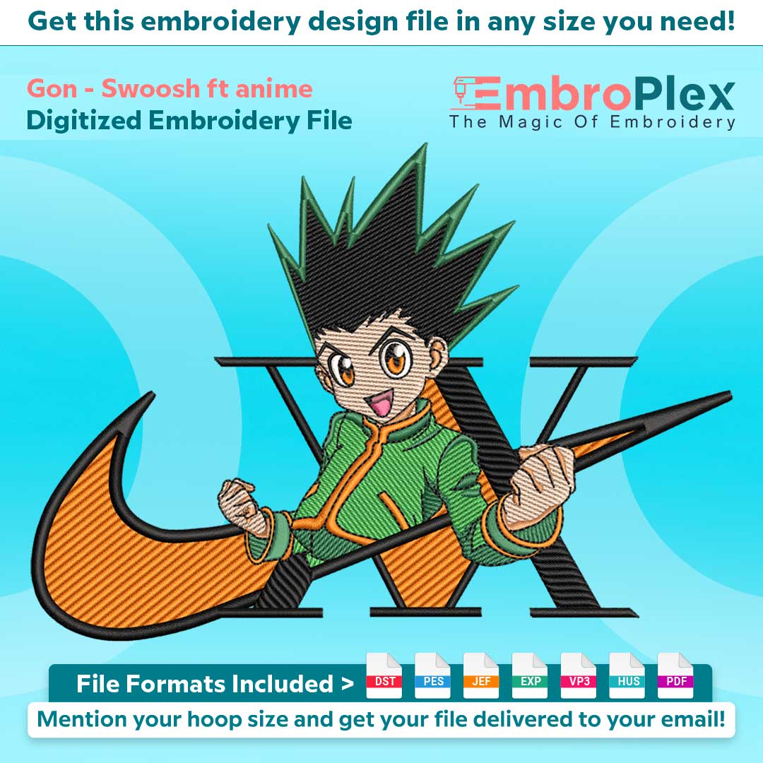 Gon ft. Swoosh Embroidery Design File | Inspire Uplift