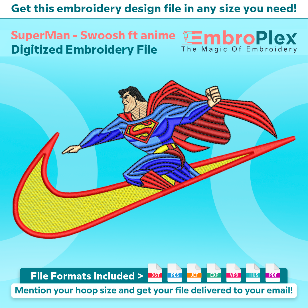 SuperMan ft. Swoosh Embroidery Design File | Inspire Uplift