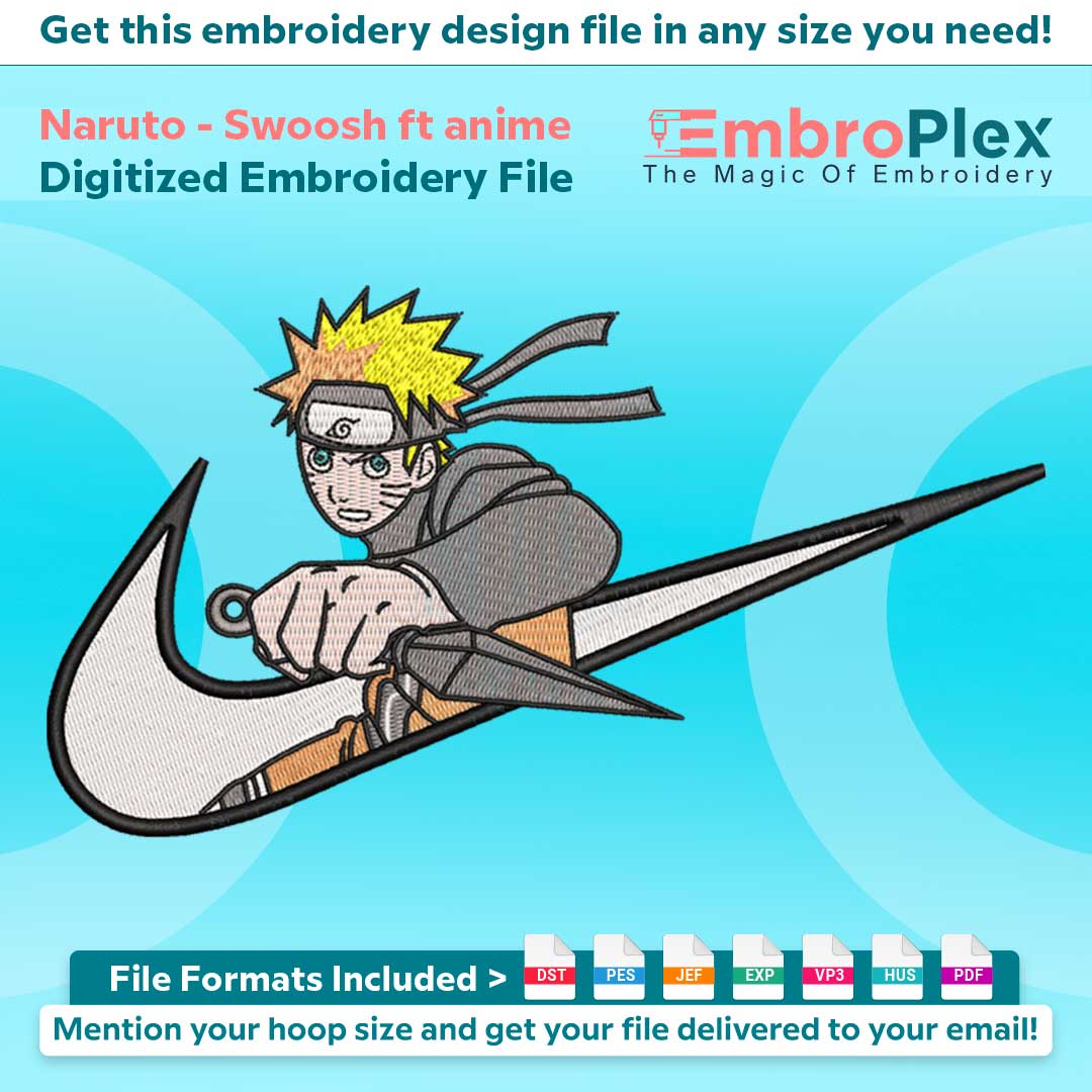Naruto ft. Swoosh Embroidery Design File | Inspire Uplift