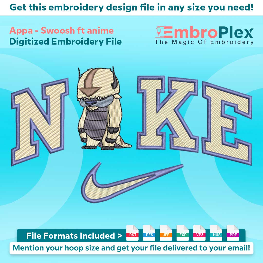 Appa ft. Swoosh Embroidery Design File | Inspire Uplift