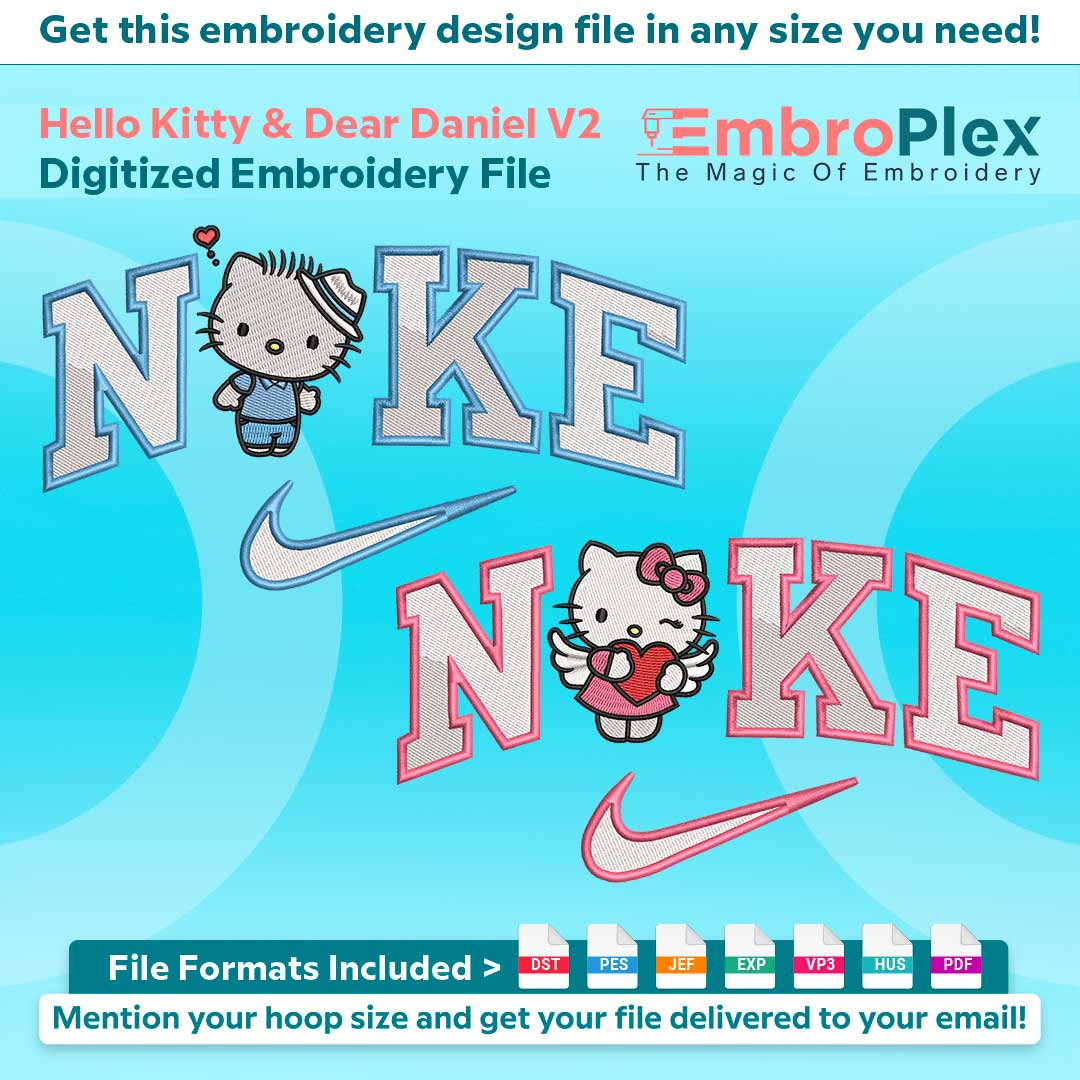 Hello Kitty & Dear Daniel Couple Embroidery Designs Files | Inspire Uplift