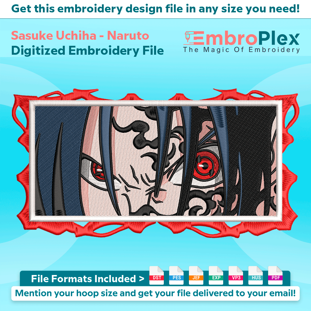 Sasuke Uchiha From Naruto Embroidery Design File - Inspire Uplift