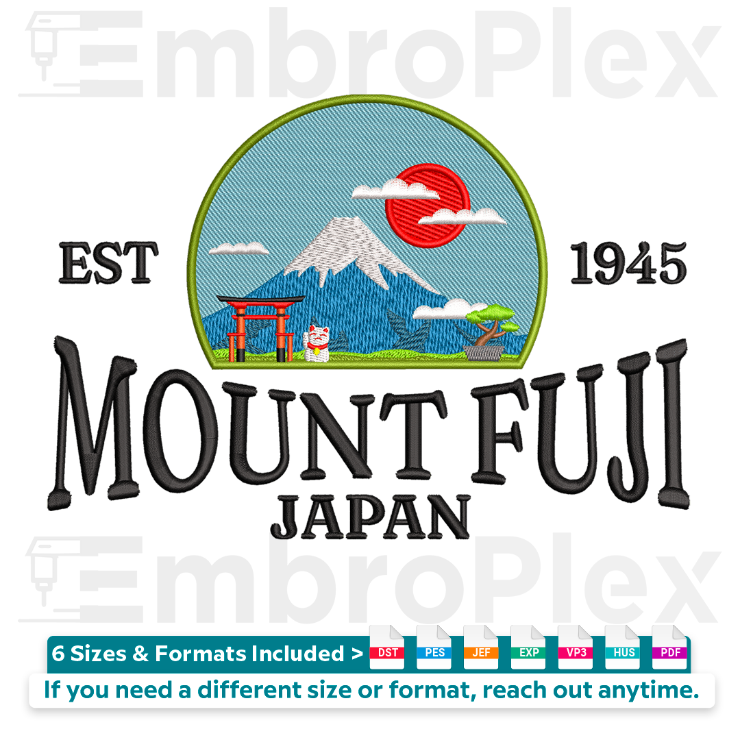 Japanese Mount Fuji Embroidery Design file - Inspire Uplift