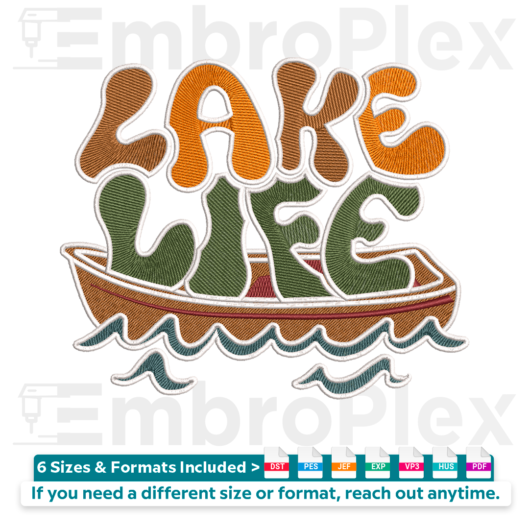 Lake Life Embroidery Design | Inspire Uplift