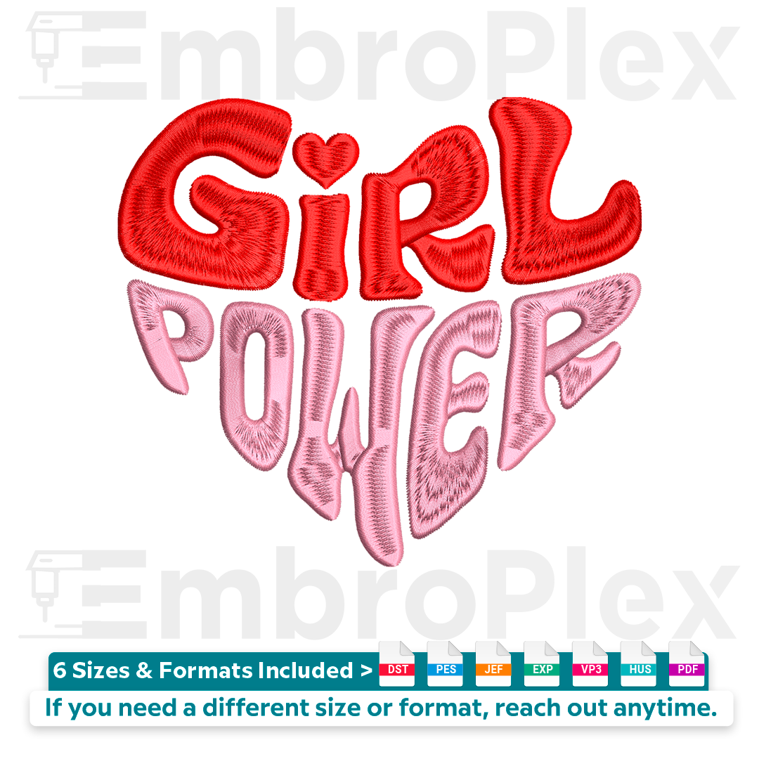 Girl power embroidery design file | Inspire Uplift