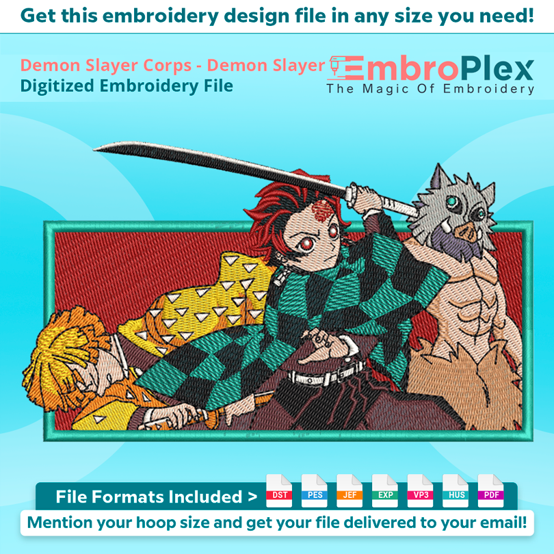 Demon Slayer Corps Embroidery Design File | Inspire Uplift