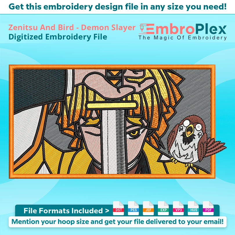 Zenitsu And Bird Embroidery Design File | Inspire Uplift