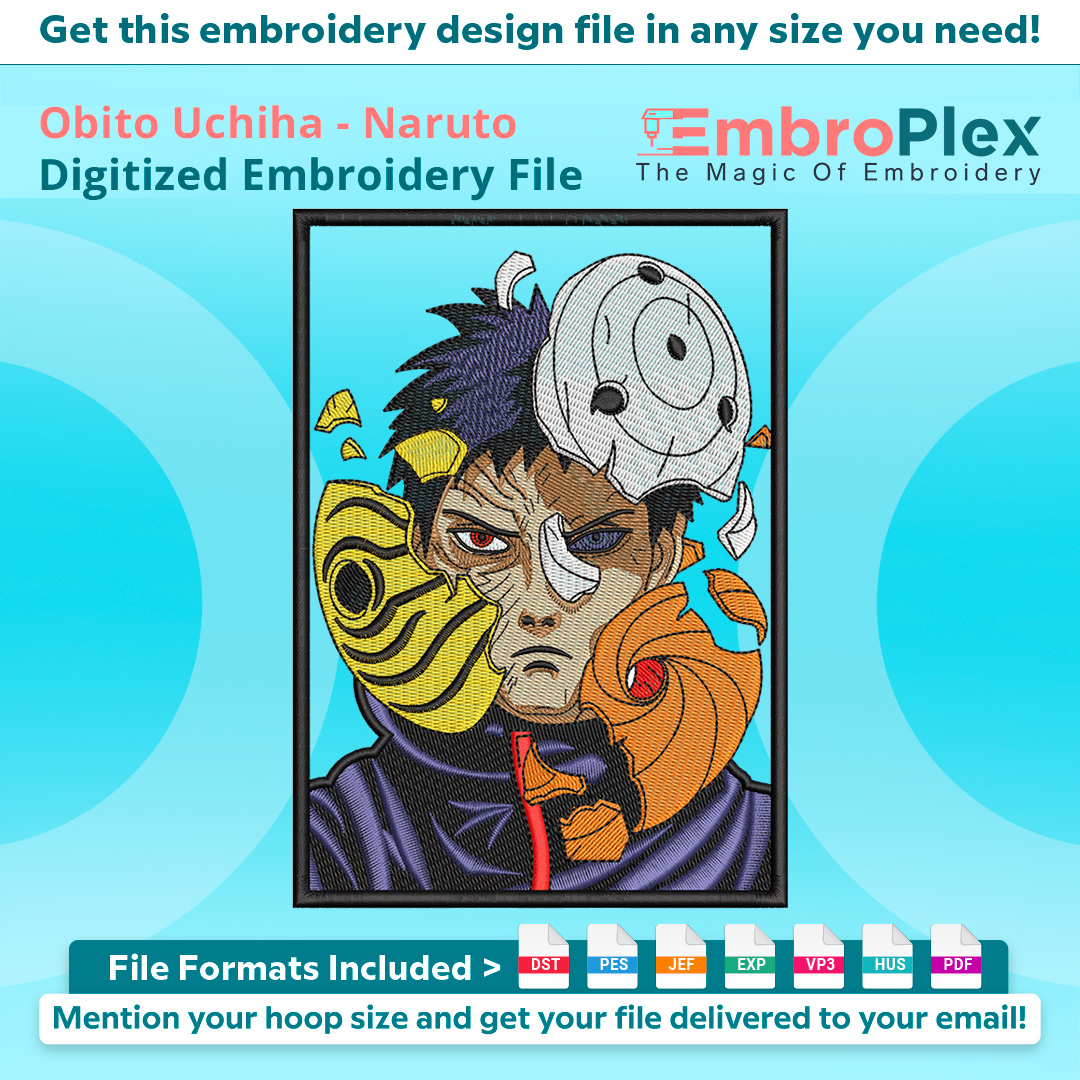 Obito Uchiha Embroidery Design File | Inspire Uplift