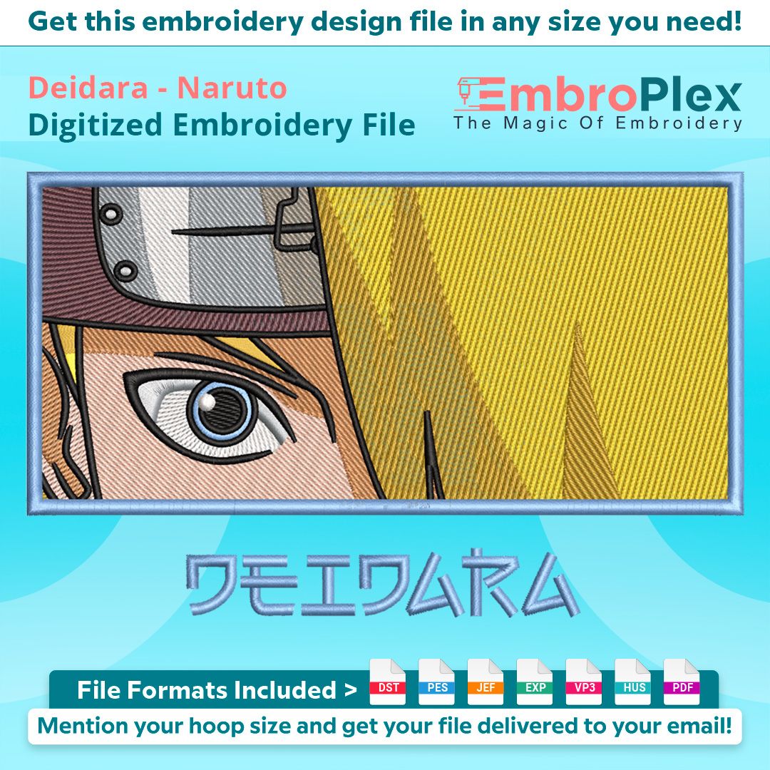 Deidara Embroidery Design File | Inspire Uplift