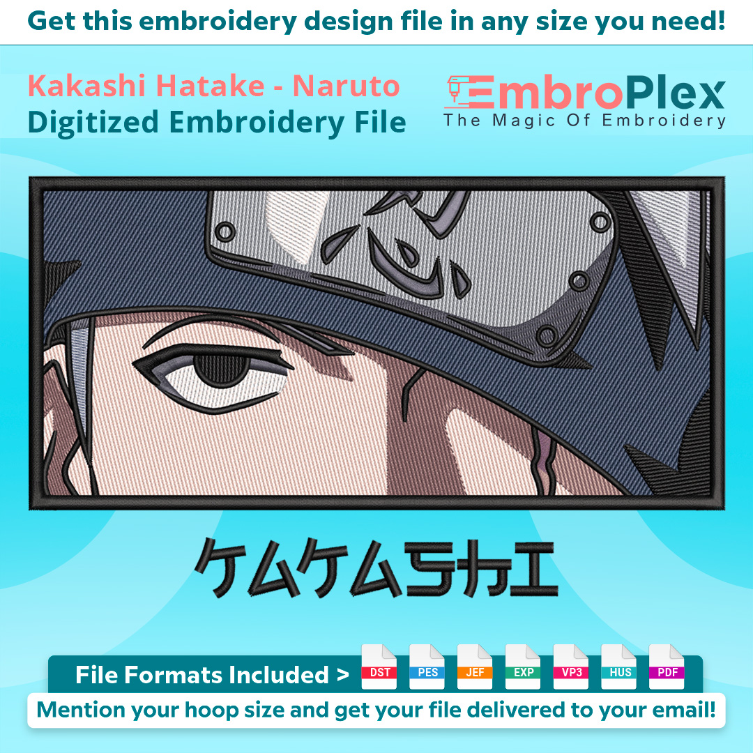 Kakashi Hatake Embroidery Design File | Inspire Uplift