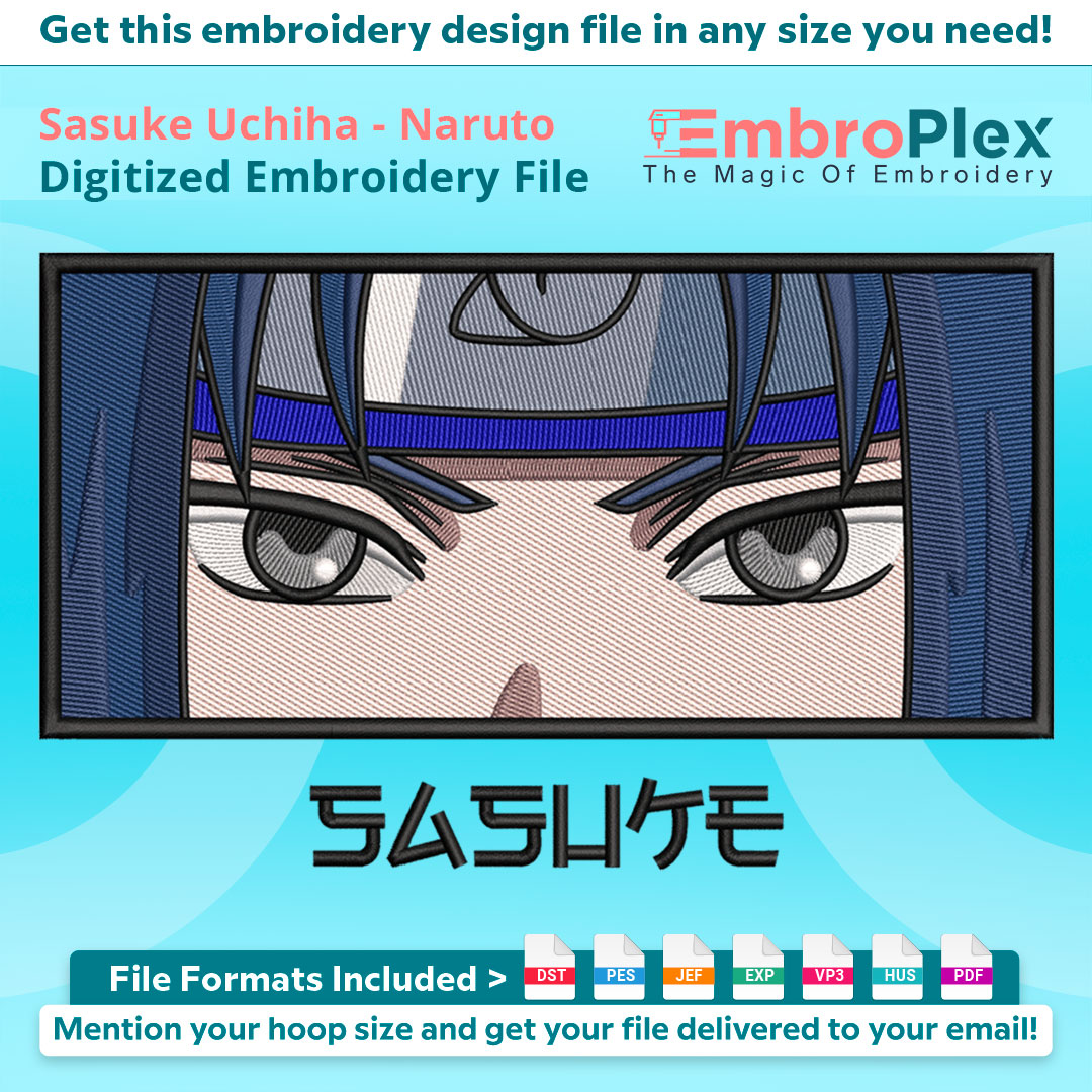 Sasuke Uchiha Embroidery pattern file | Inspire Uplift