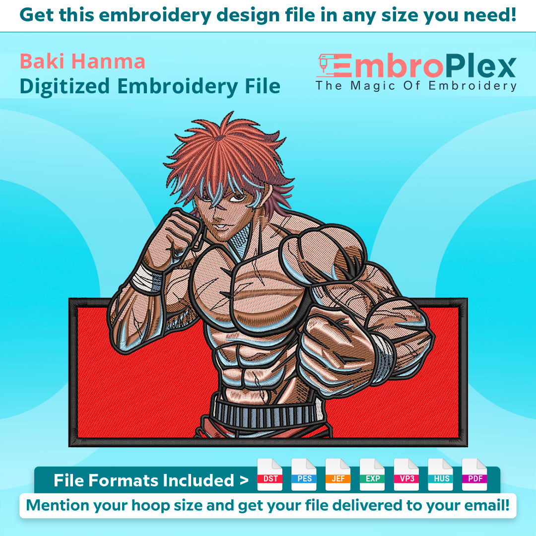 Baki Hanma Embroidery Design File | Inspire Uplift
