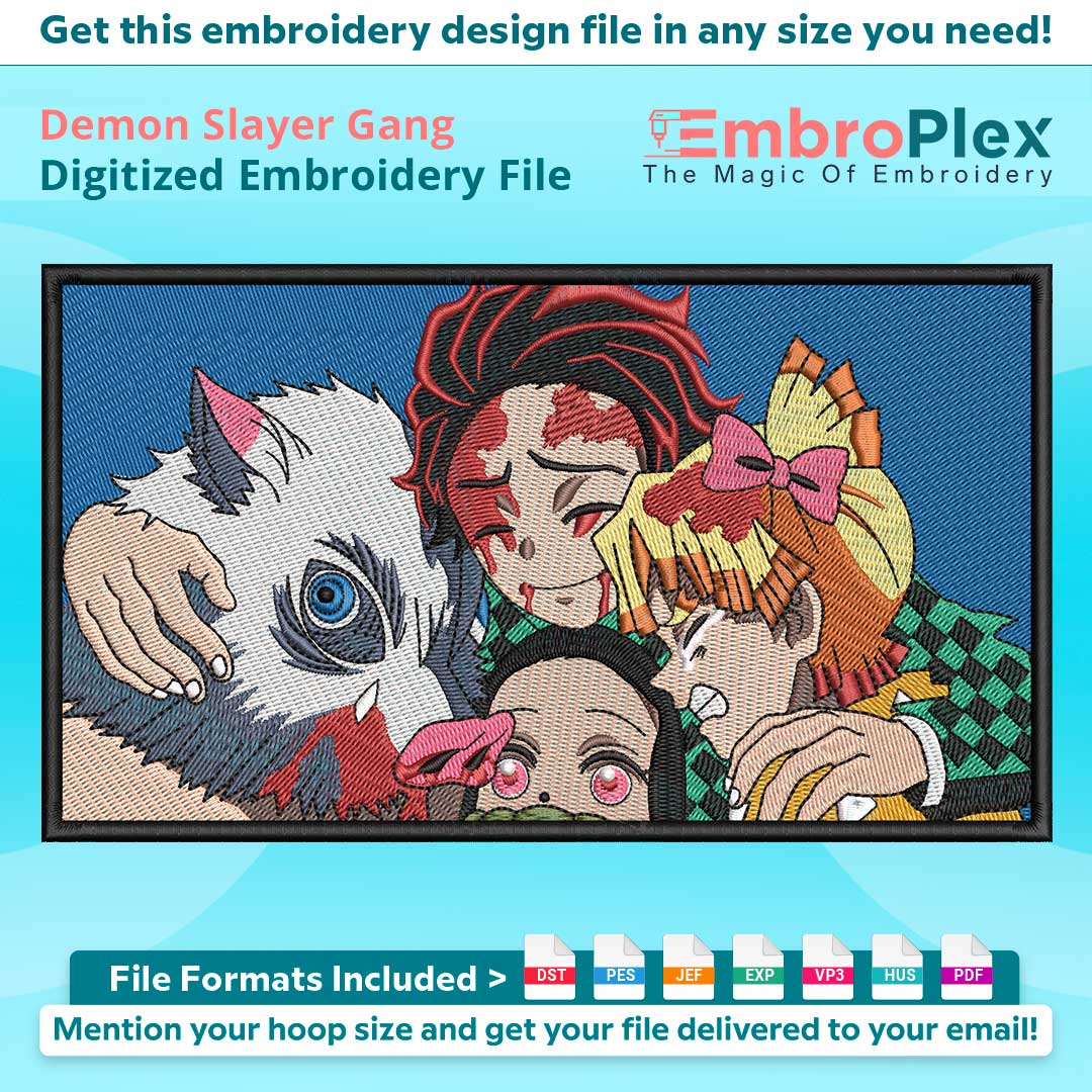 Demon Slayer Gang Embroidery Designs File | Inspire Uplift