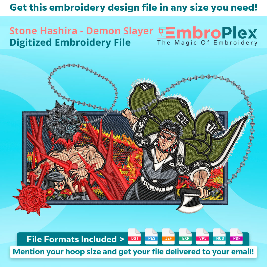 Stone Hashira Embroidery Design File | Inspire Uplift