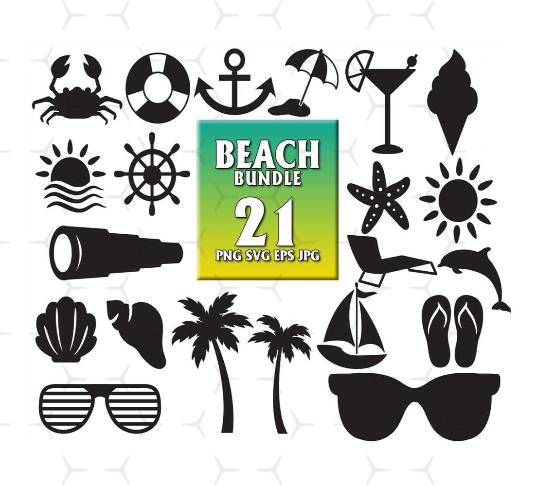 21 Files Beach Bundle Svg, Beach Svg, Summer Svg, Palm Tree | Inspire ...
