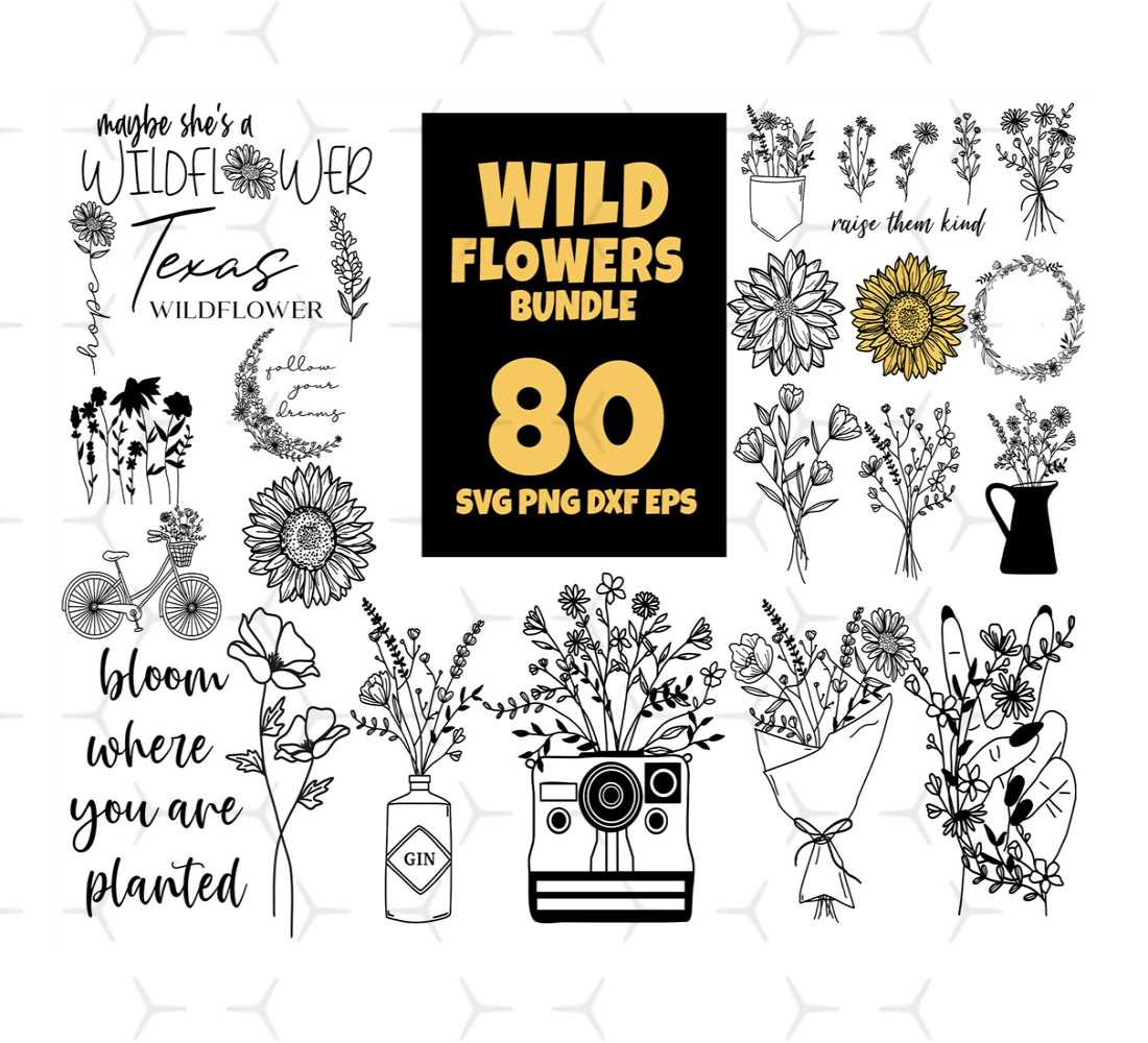 80 Files Wild Flowers Bundle Svg, Trending Svg, Flowers Svg, | Inspire ...
