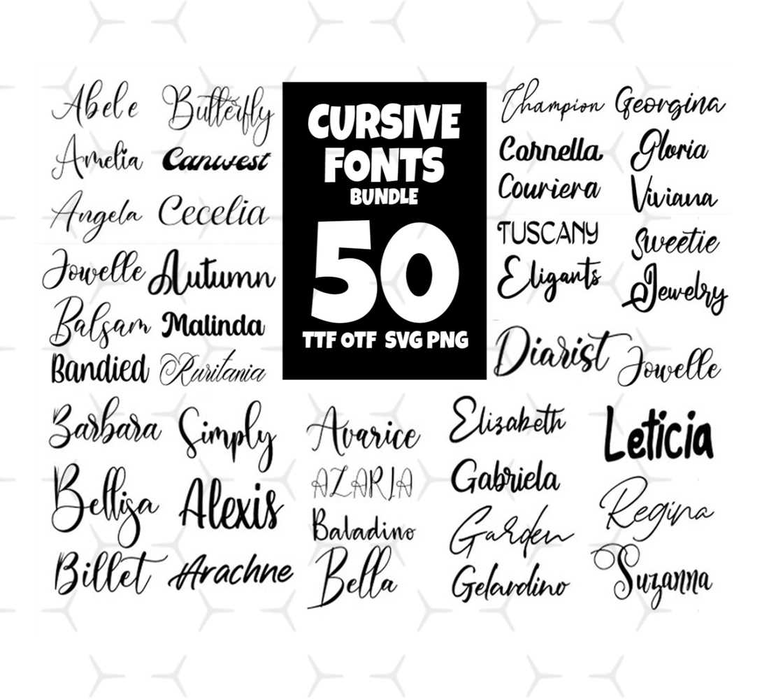 50 Files Cursive Fonts Bundle, Trending Svg, Font Bundle Svg | Inspire ...