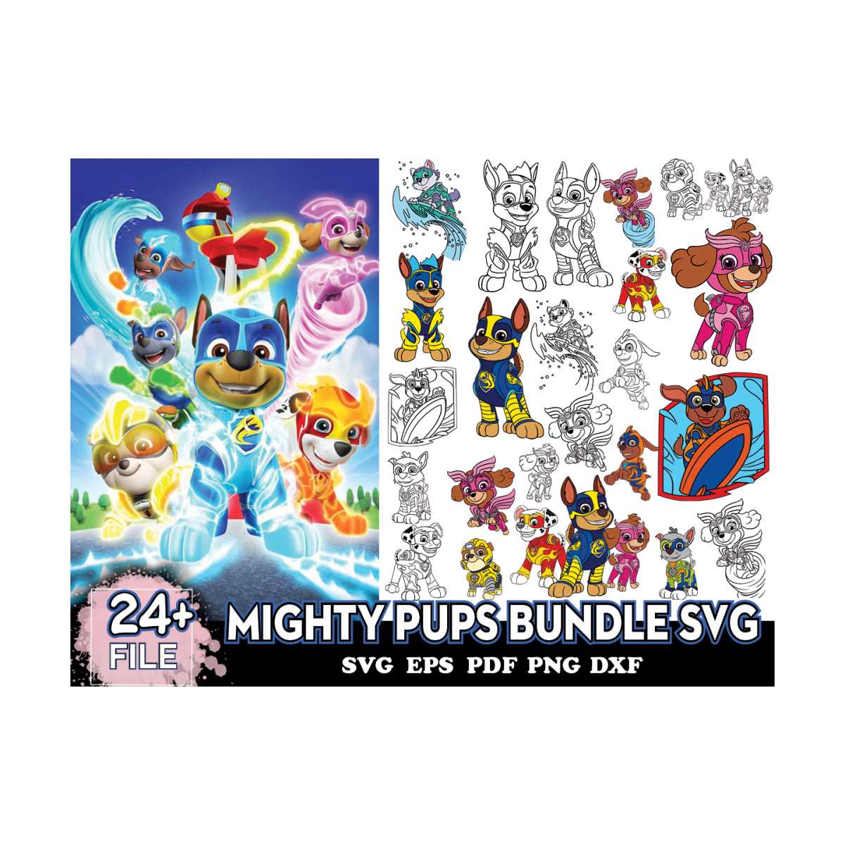 24 Mighty Pups Bundle Svg, Paw Patrol Svg, Cartoon Svg - Inspire Uplift