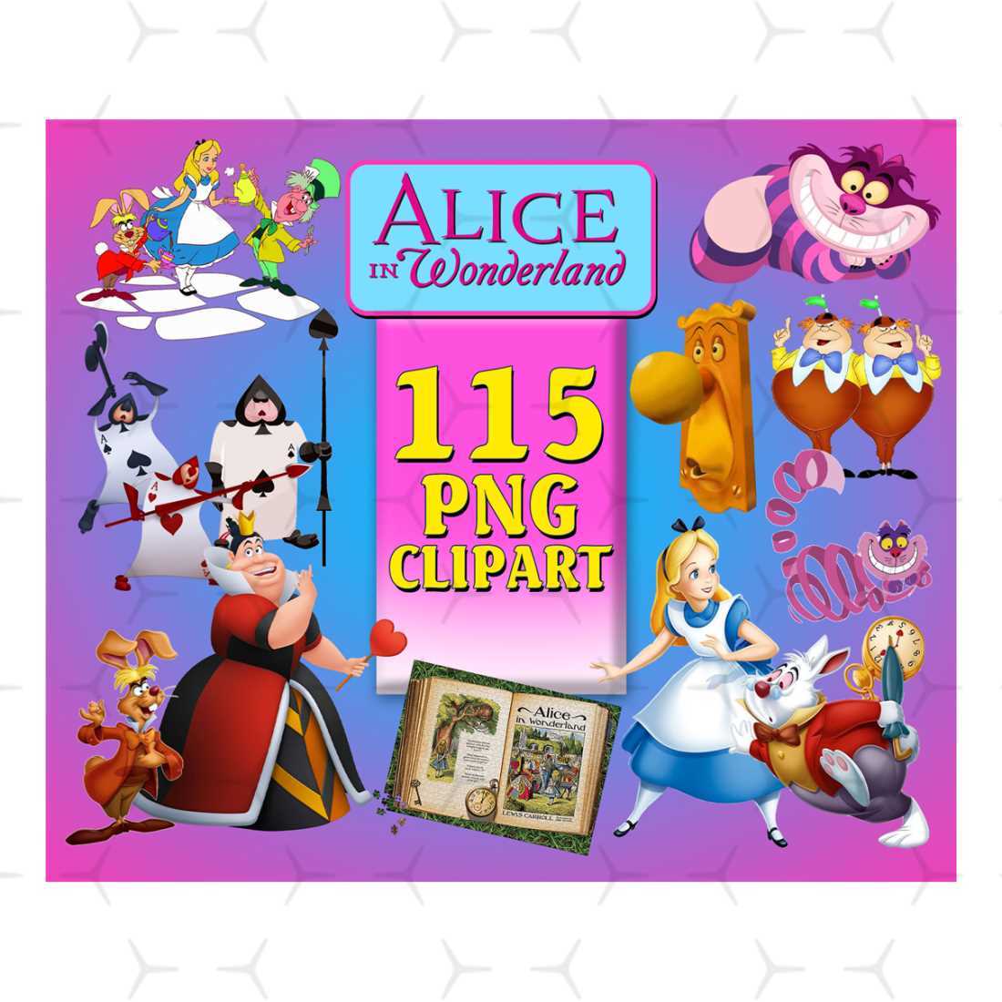 115 Alice in Wonderland Clipart, Alice in Wonderland Scrapbo | Inspire ...