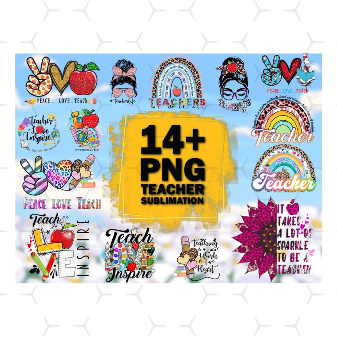 14 Teacher Sublimation Designs PNG Bundle, Teacher Png, Teac | Inspire ...