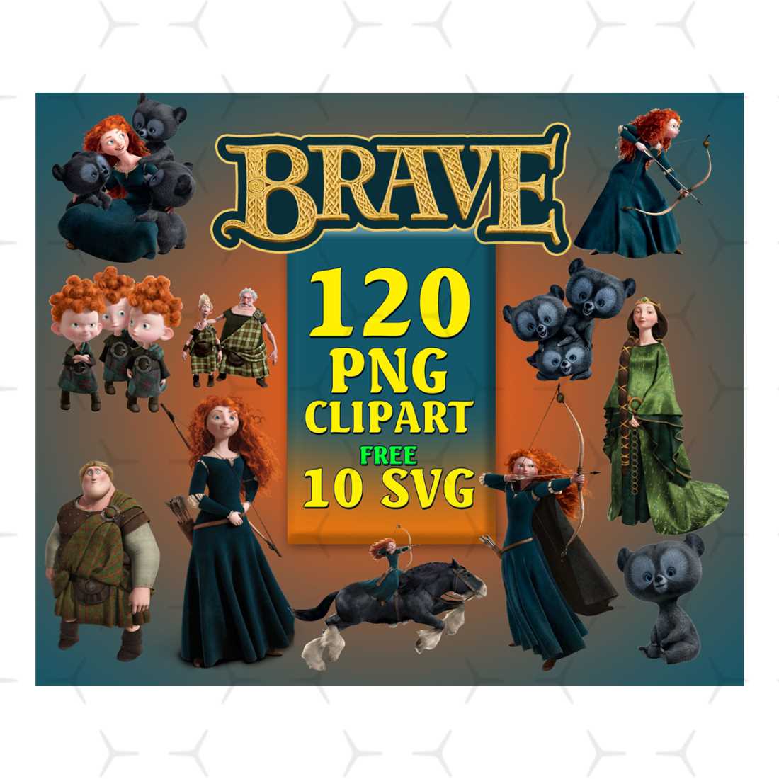 120 Brave Clipart Merida Bundle, Princess Disney Clipart, Di | Inspire ...