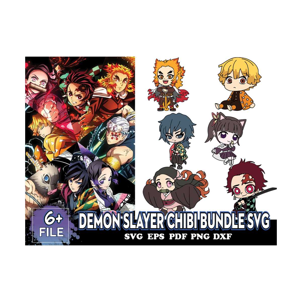Demon Slayer Chibi Bundle Svg, Chibi Anime Svg | Inspire Uplift