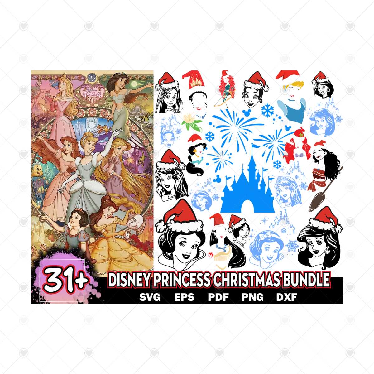 31 Disney Princess Bundle Svg, Christmas Svg, Disney Svg, Di - Inspire ...