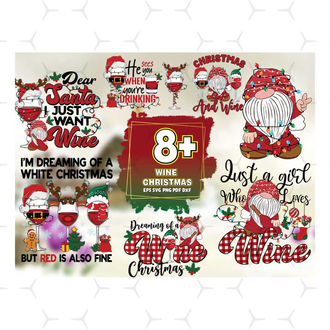 Wine Christmas Bundle Sublimation SVG, Christmas Svg, Wine S | Inspire ...