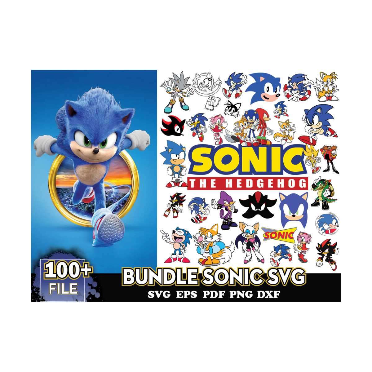 100 Files Sonic Bundle Svg, Cartoon Svg, Sonic Svg - Inspire Uplift