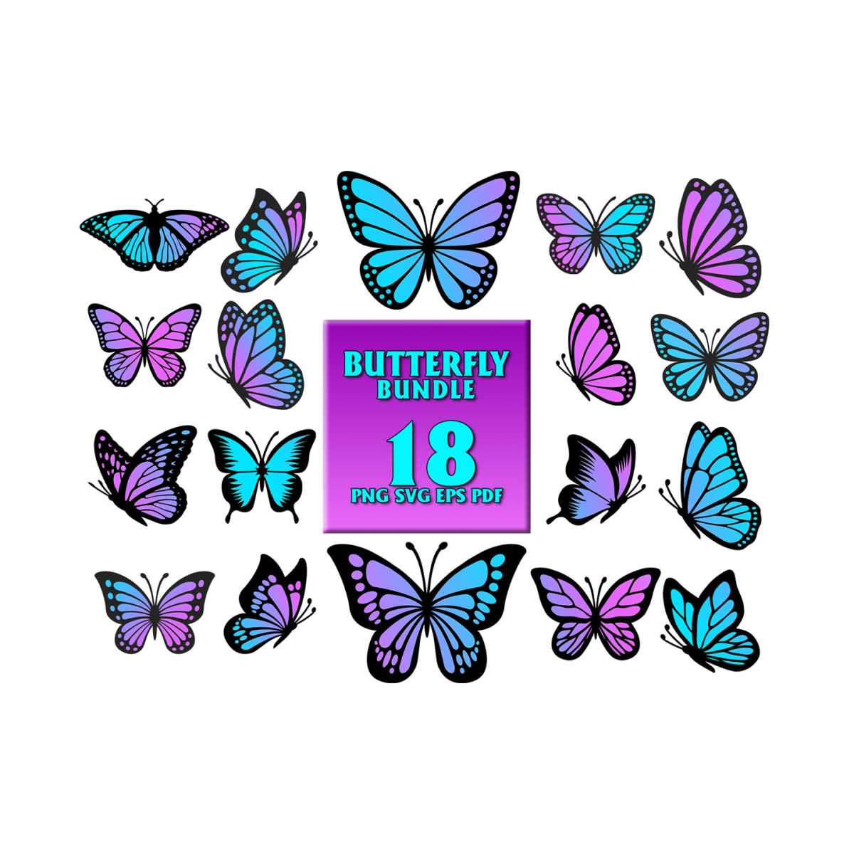 18 Files Butterfly Bundle Svg, Butterfly Svg, Butterfly Bund | Inspire ...