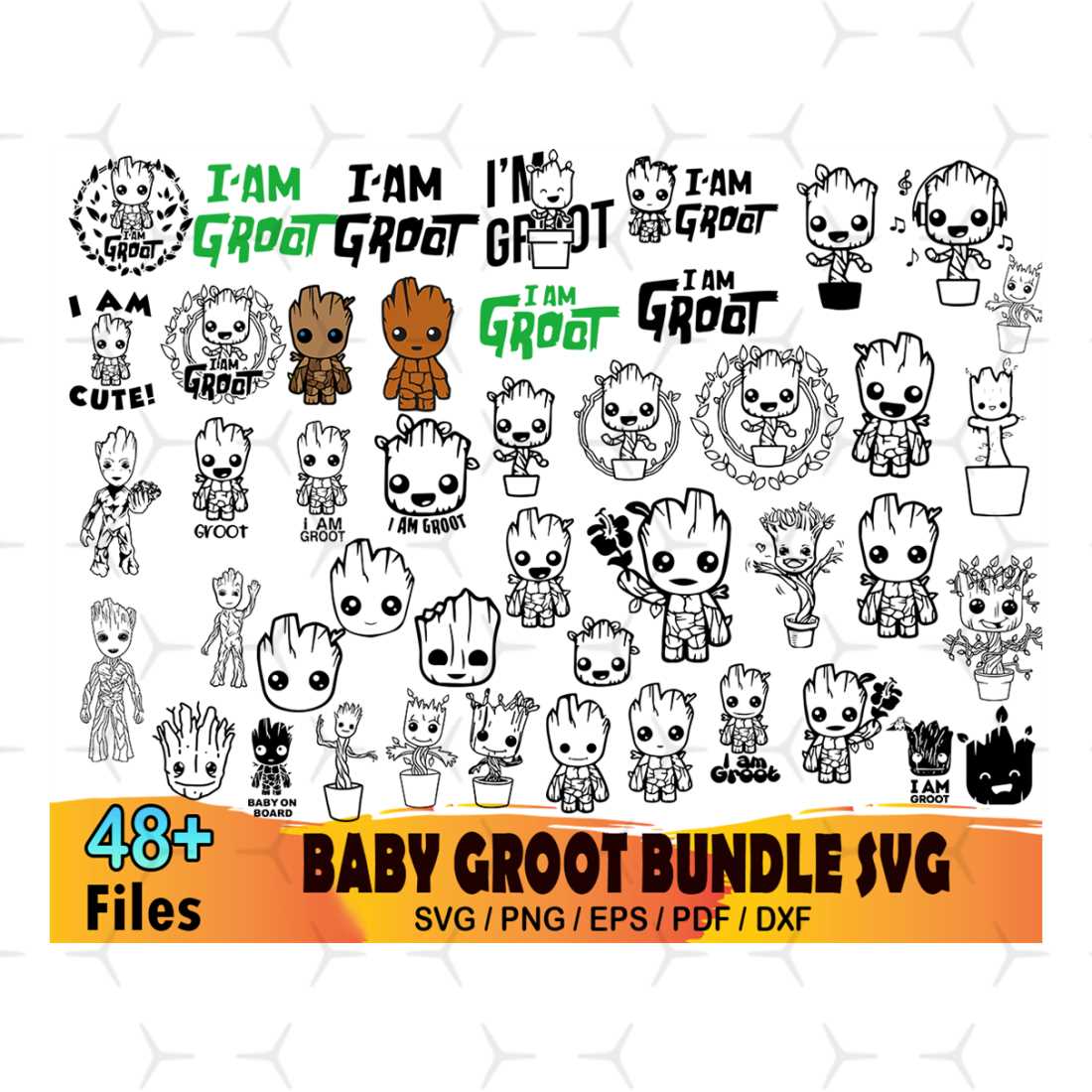 48 Baby Groot Bundle Svg, Baby Groot Svg, Marvel Svg | Inspire Uplift