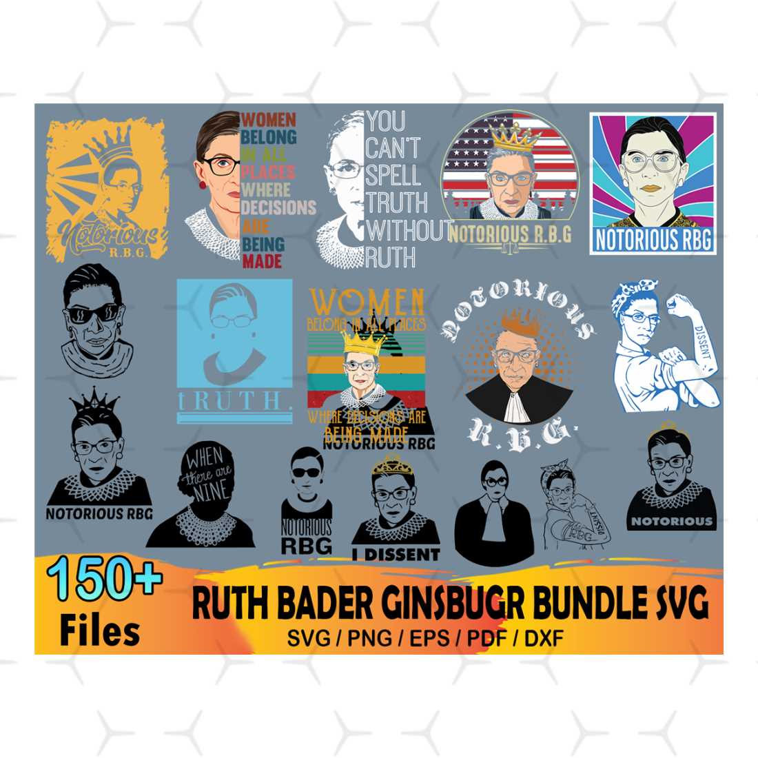 150 Ruth Bader Ginsburg Svg Bundle, Ginsburg Svg, Rbg Svg | Inspire Uplift