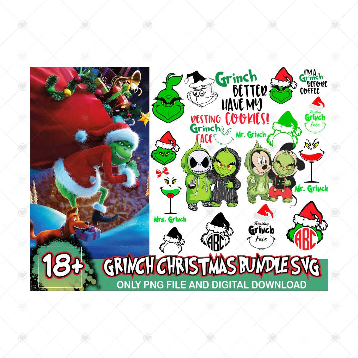 18 Files Grinch Bundle PNG, Christmas Png, Christmas Bundle, | Inspire ...