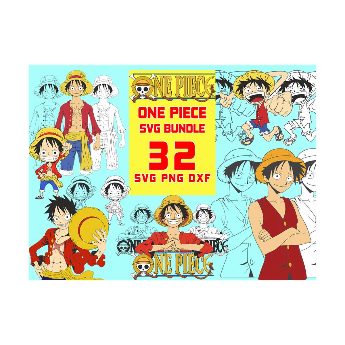 32 Files One Piece Svg Bundle, Cartoon Svg, Anime Svg, One P | Inspire ...