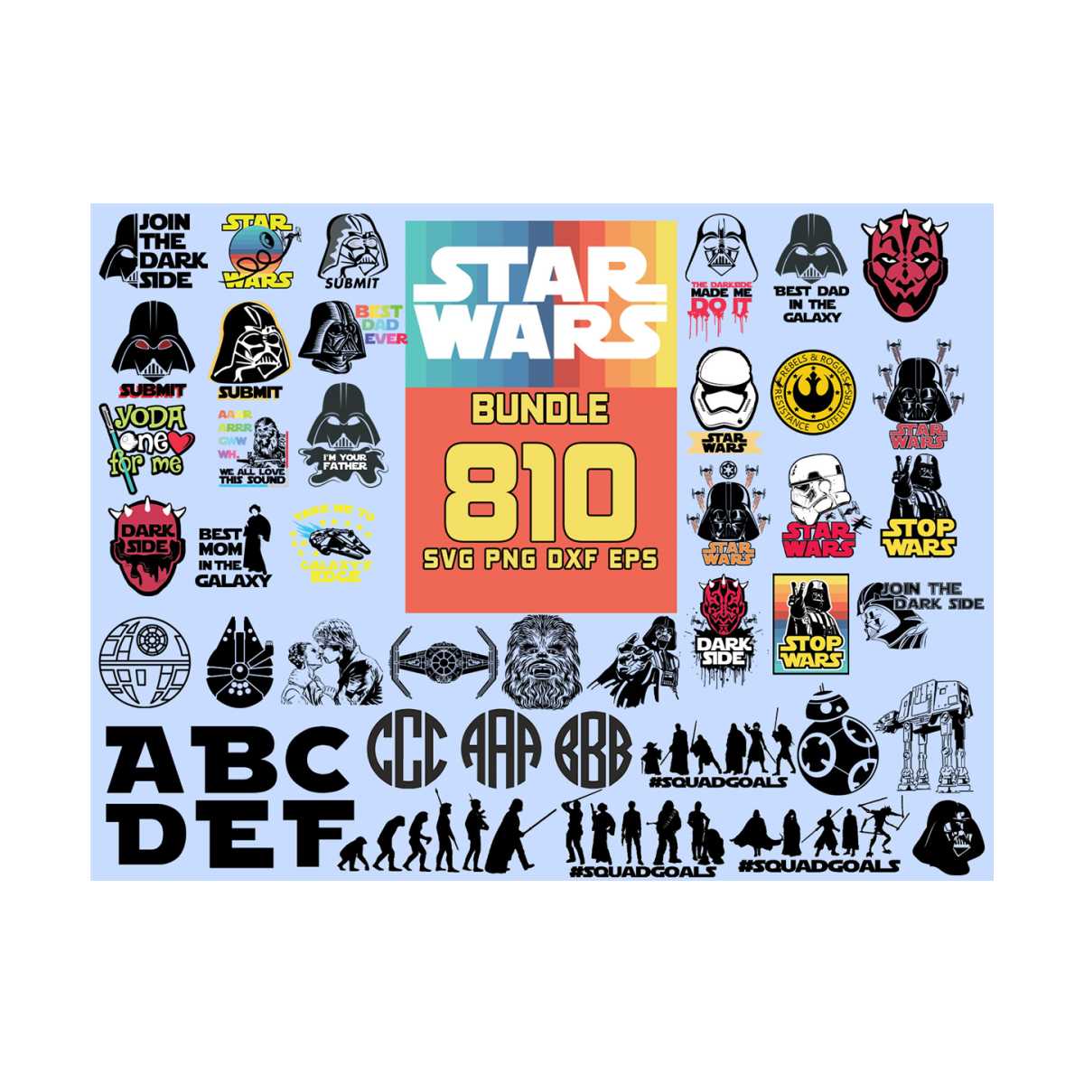 810 Files Star Wars Bundle Svg, Star Wars Svg, Star Wars Bun | Inspire ...