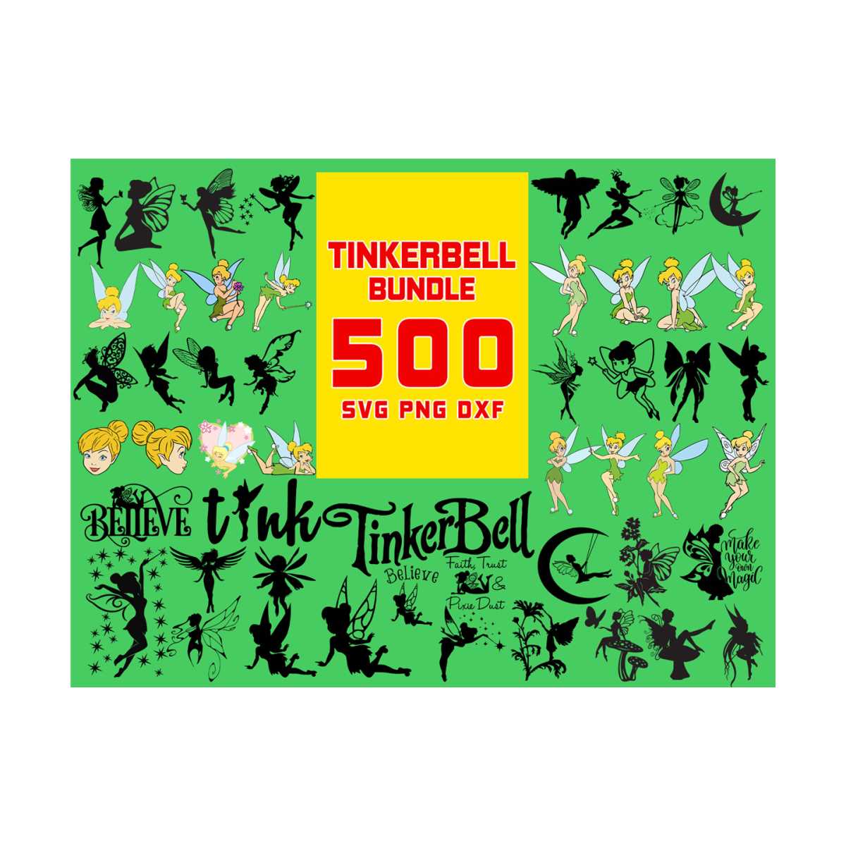 500 Files Tinkerbell Bundle Svg, Disney Svg, Tinkerbell Svg, | Inspire ...