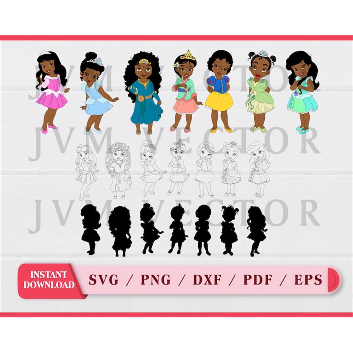 Baby Princess Vector SVG Bundle, clipart, eps, png, dxf, pdf - Inspire ...