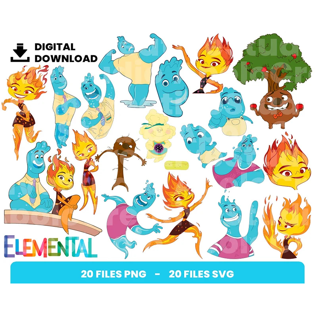 Disney Elemental Svg, Elemental Characters Svg, Elemental Mo | Inspire ...