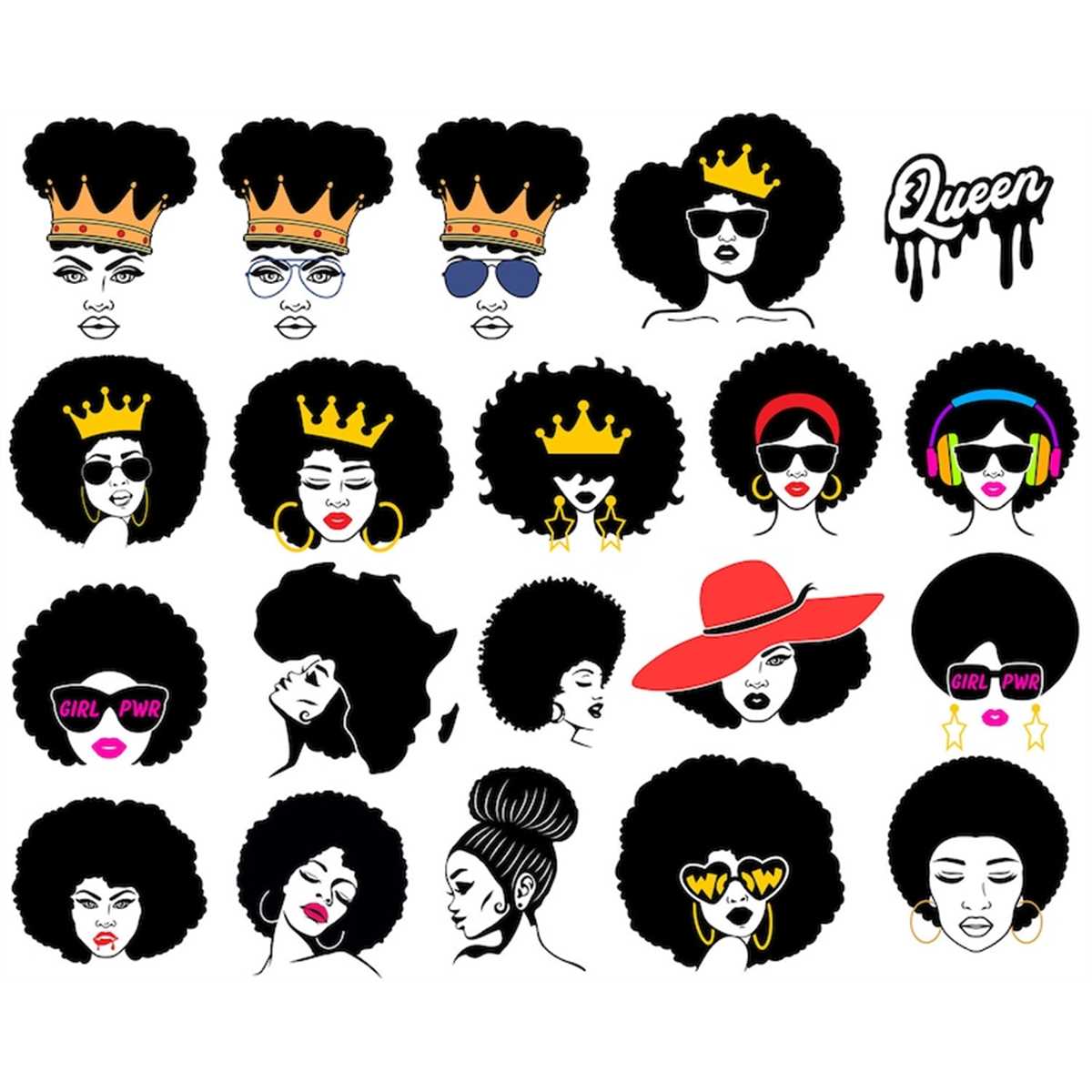 Afro Woman Svg Afro Girl Svg Afro Queen Svg Black Queen S Inspire
