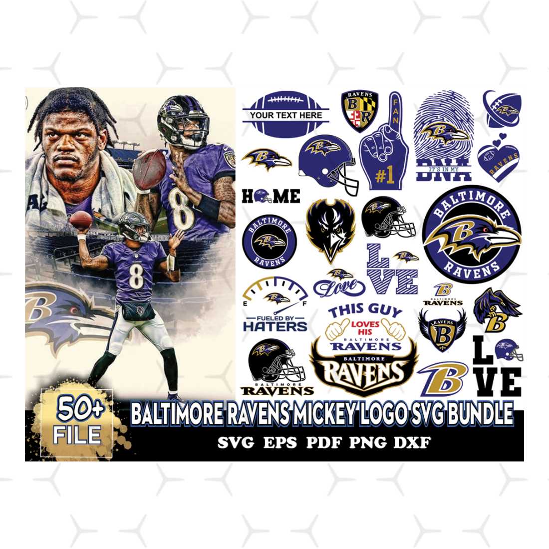 Baltimore Ravens Mickey Logo Svg Bundle, Ravens Logo Svg, NF | Inspire ...