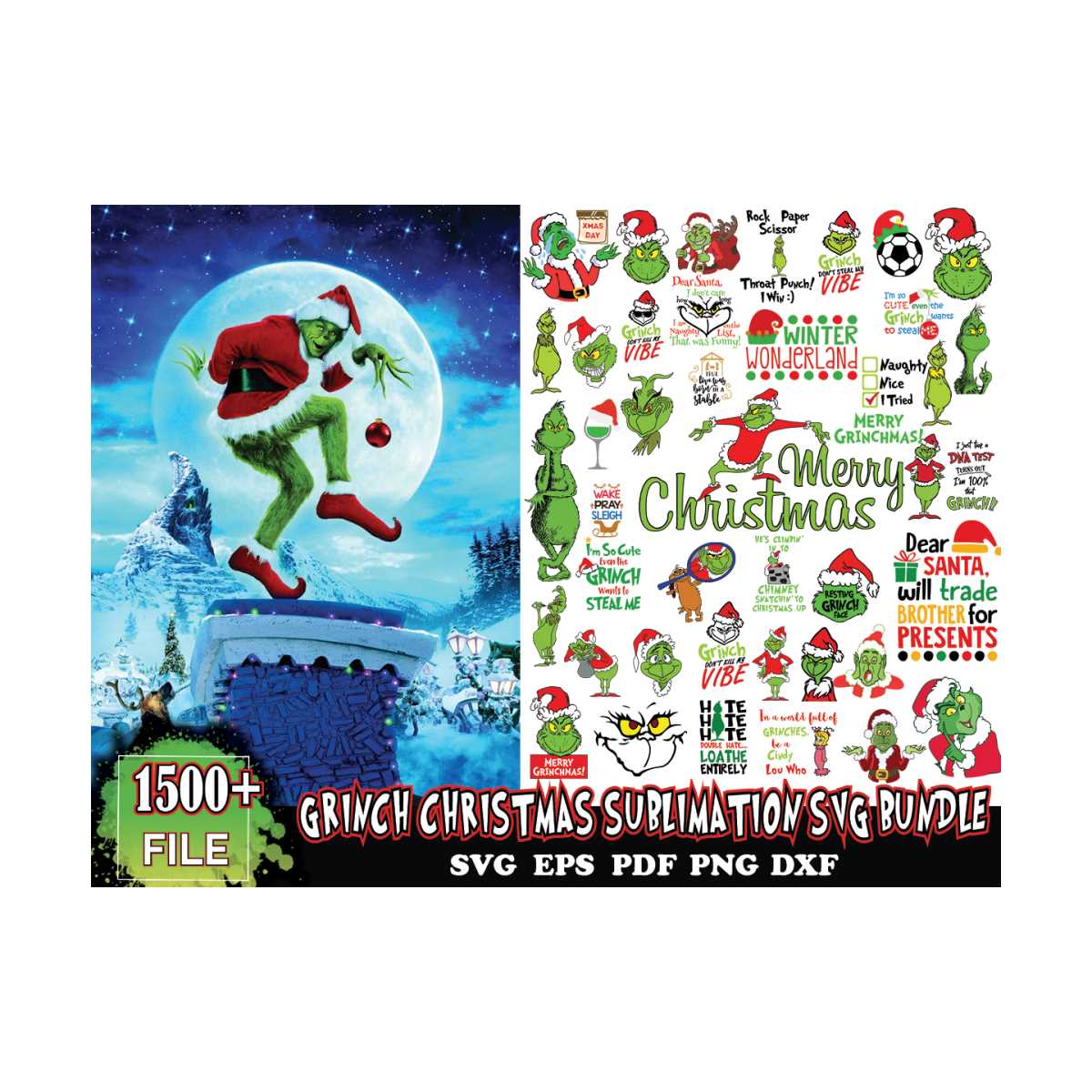 The Grinch 1500 Files Svg Bundle, Grinch Christmas Svg Bundl | Inspire ...