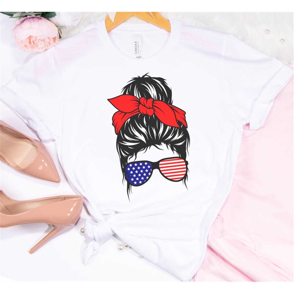 Patriotic Messy Bun Svg Png Dxf Instant Download Cut File Fo Inspire