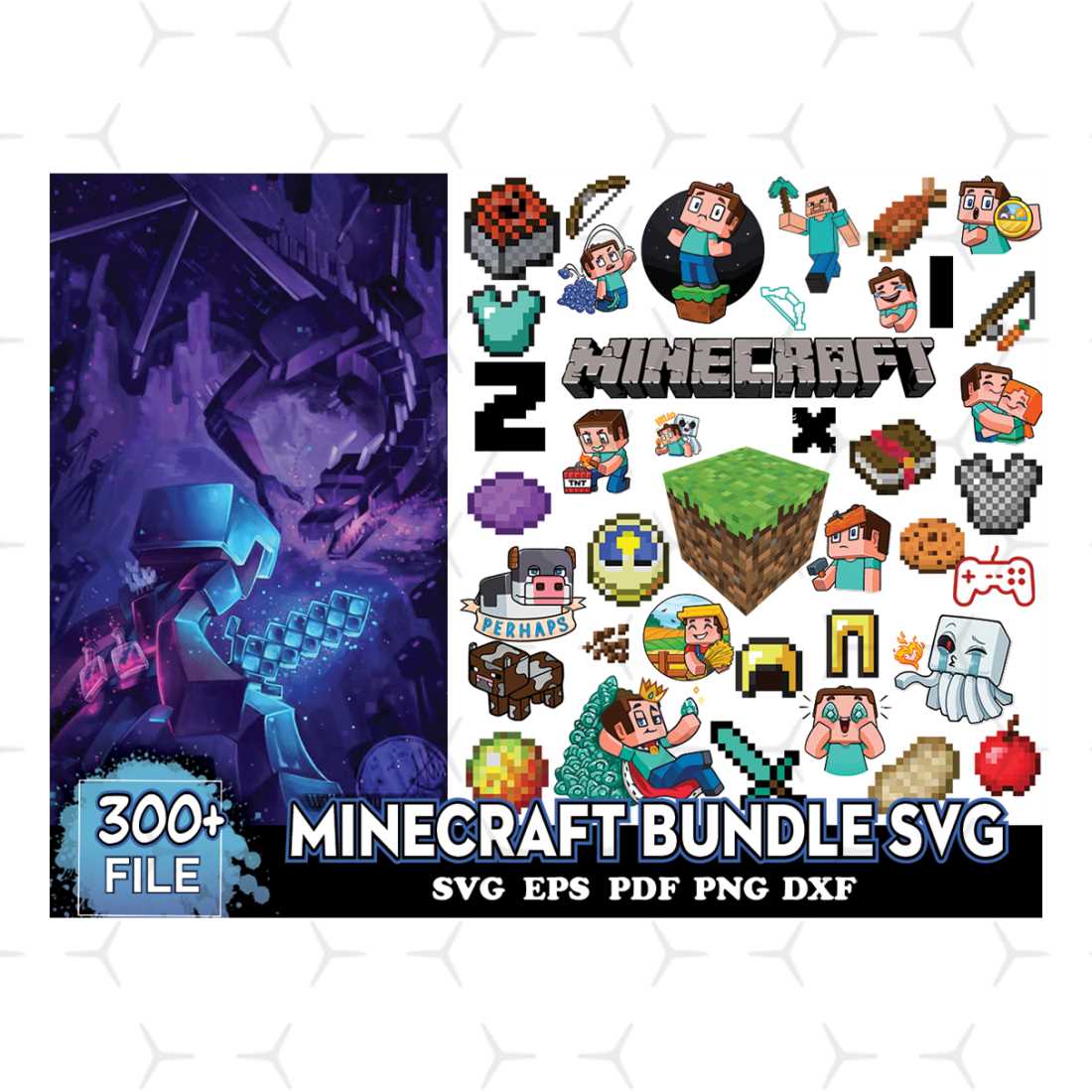 300 Minecraft Bundle Svg, Minecraft Svg, Game Svg - Inspire Uplift