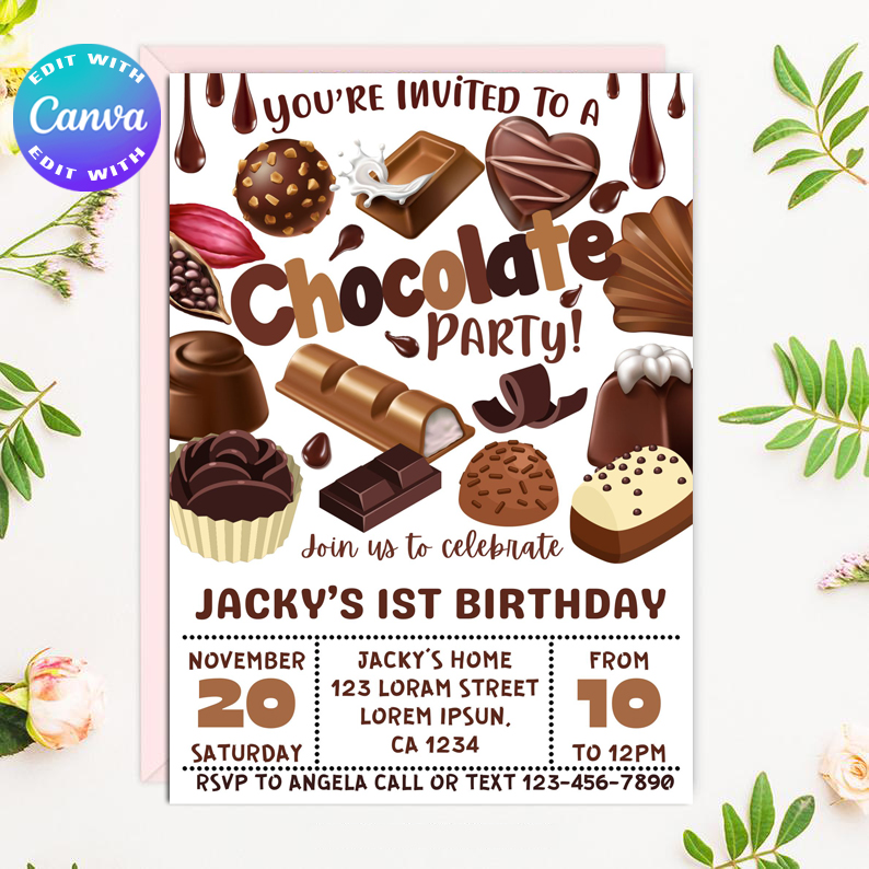 Chocolate Themed Party Invites