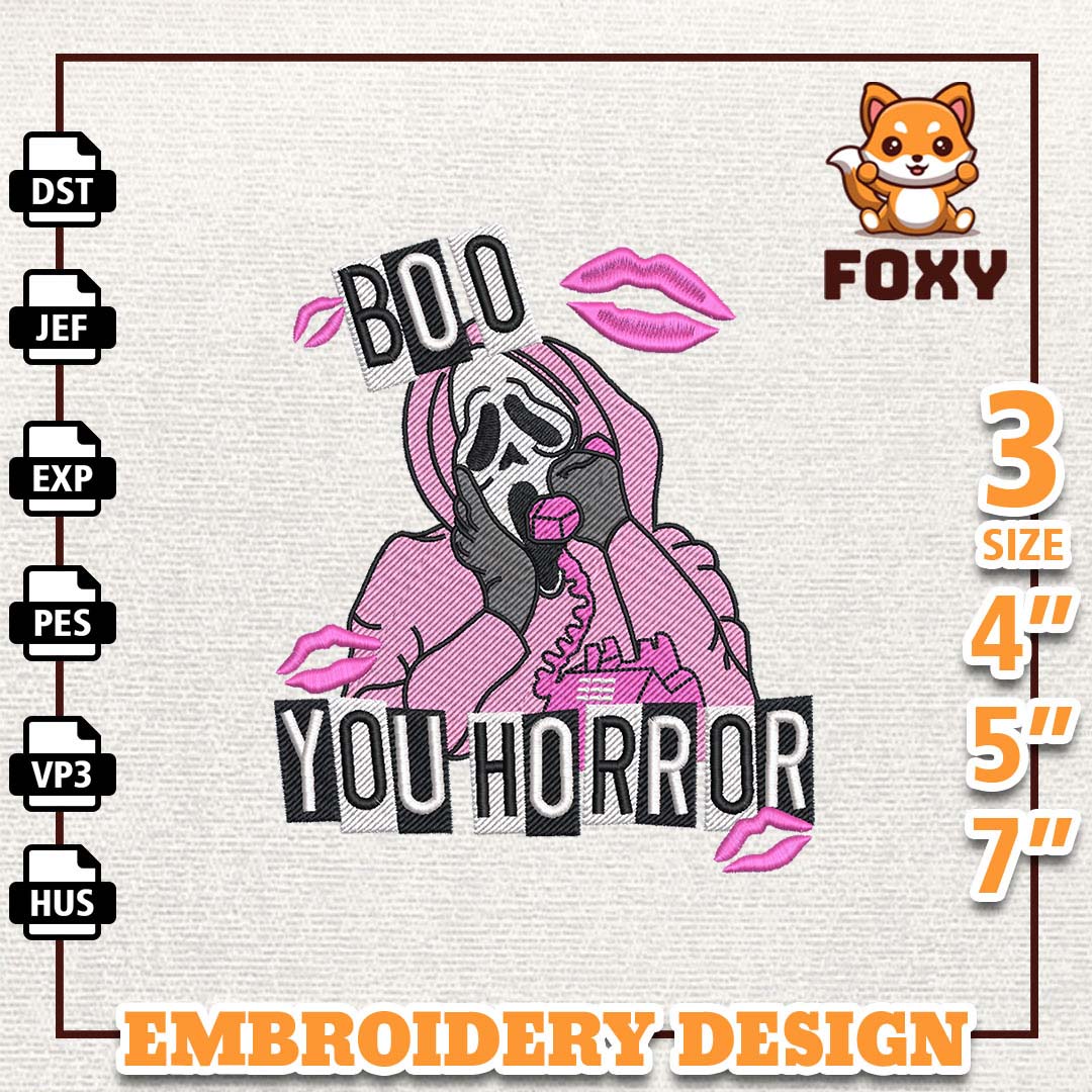 Boo You Horror Embroidery Design, Horror Movie Character Emb - Inspire ...