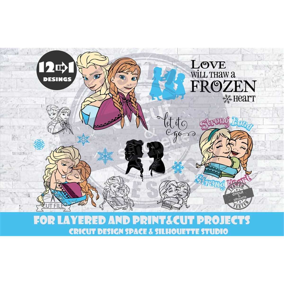 Frozen SVG Sisters Bundle SVG Design Files For Cricut Silhou | Inspire ...