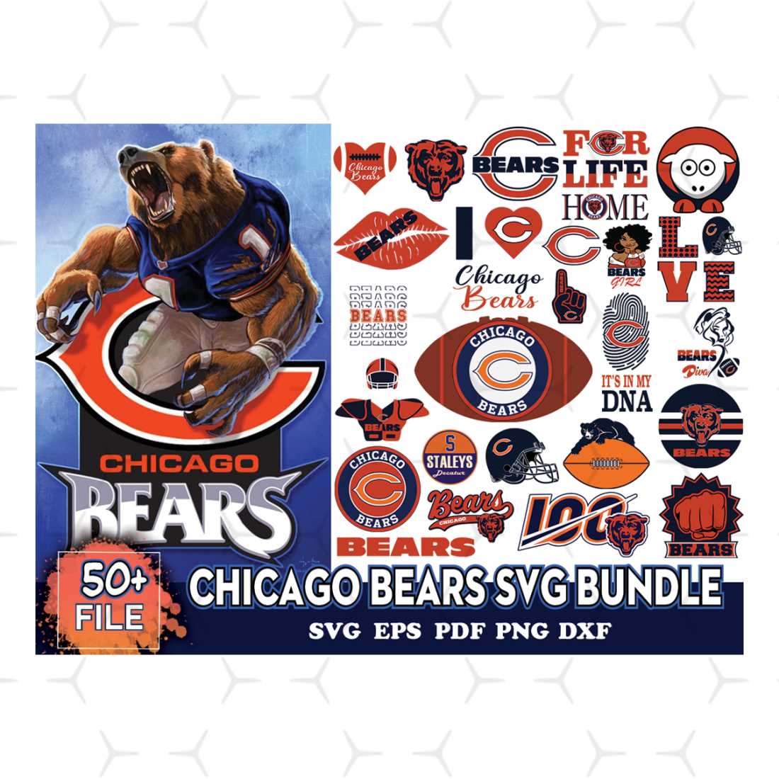 Chicago Bears Svg Bundle, Chicago Bears Logo, Football Svg, | Inspire ...
