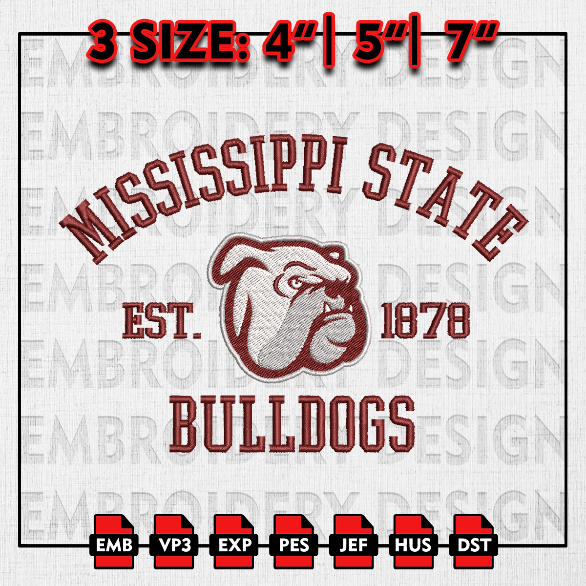 NCAA Mississippi State Bulldogs Embroidery files, NCAA Embro | Inspire ...