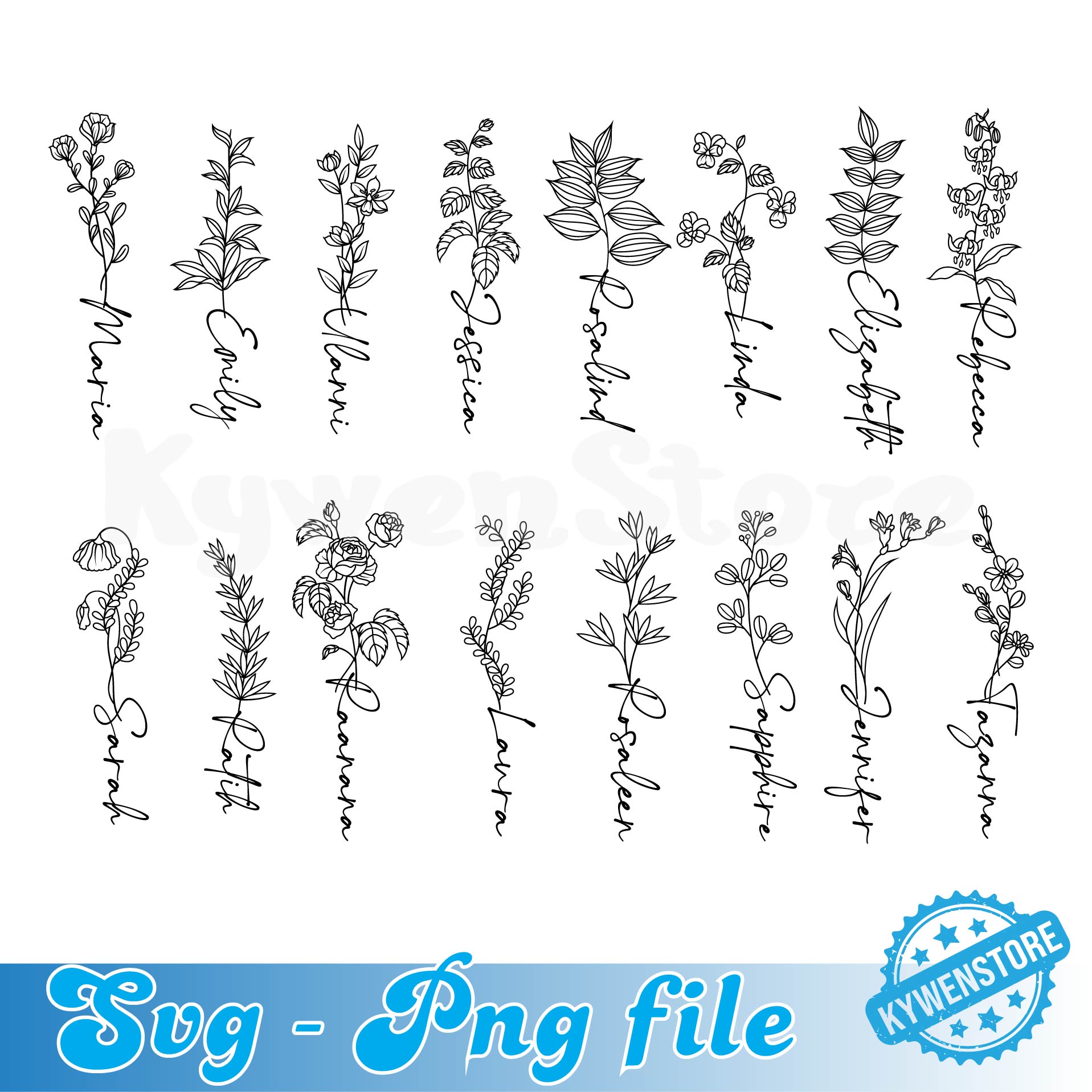 Custom Name Svg, Design Custom Svg, Birth Flower Svg, Birth - Inspire ...