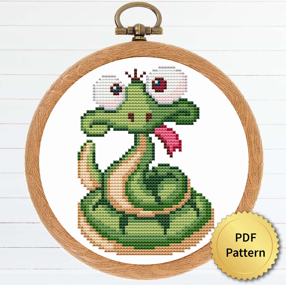 Funny Snake Cross Stitch Pattern - Inspire Uplift